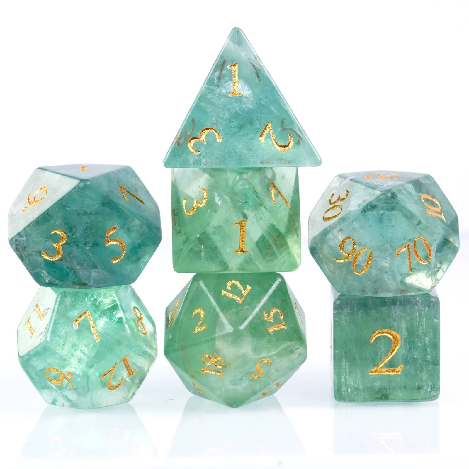 Cusdie Set of 7 Handmade Stone Dice, 16mm Polyhedral Stone D&D Dice Set ...