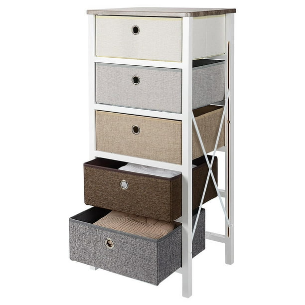 5 Tier Side Table Storage End Table, Drawer Dresser Organizer ...