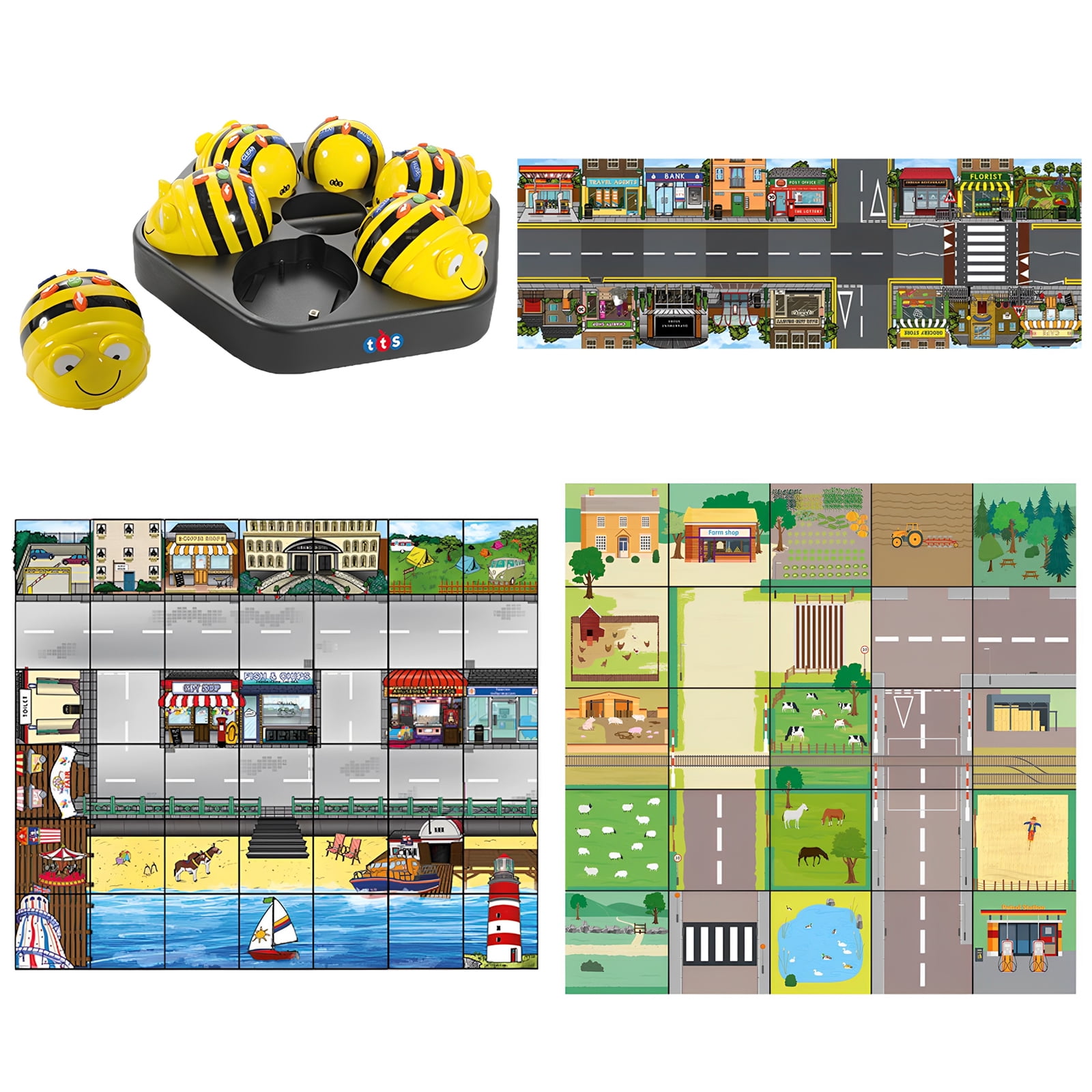 TTS Programmable Bee-Bot See and Say Programmable Floor Robots with Activity Play Mats Bundle ...