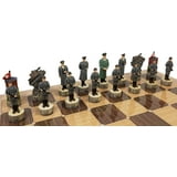 WW2 US vs Germany Chess Set W/ 17" Rustic Maple Ebony Color Board World ...