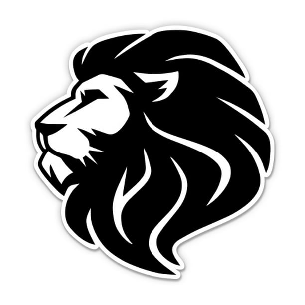 Lion Simple Black and White Drawing - 3" Vinyl Sticker - For Car Laptop ...