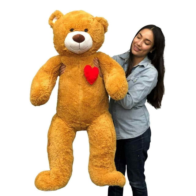 Giant Stuffed 4ft Valentine Teddy Bear has Heart on it's Chest 48 Inches 122 cm Soft Big Plush ...