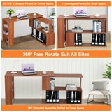 Hoffree 360° Rotating Computer Desk with Storage Large Office Desk with ...