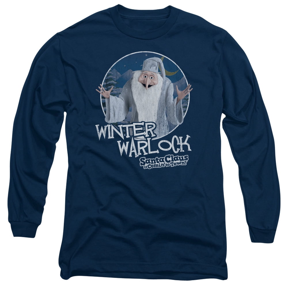 SANTA CLAUS IS COMIN TO TOWN/WINTER WARLOCK-L/S ADULT 18/1-NAVY-LG ...