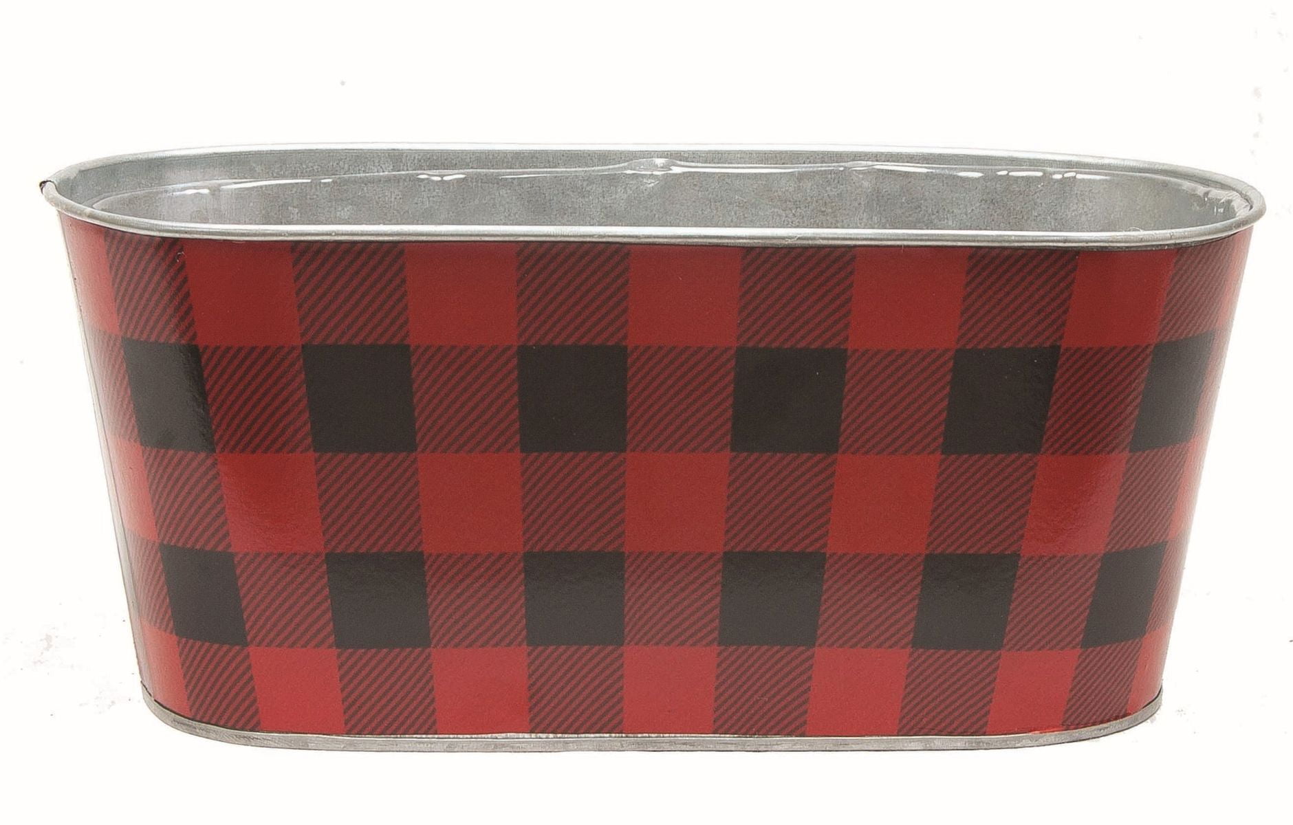 Red And Black Buffalo Check Metal Planter - Walmart.com