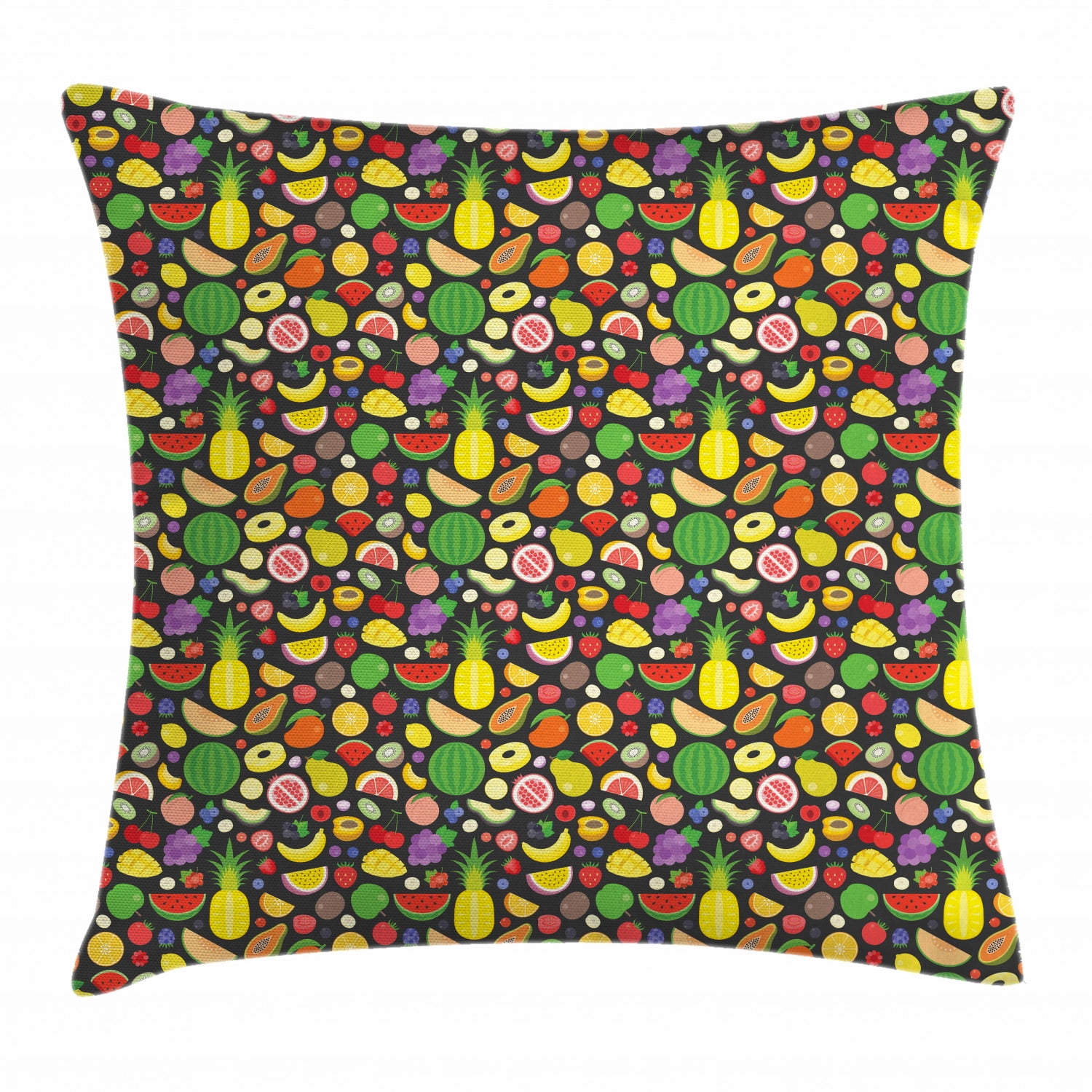 Fruit Throw Pillow Cushion Cover, Summer Watermelon Lemon Kiwi Apricot ...