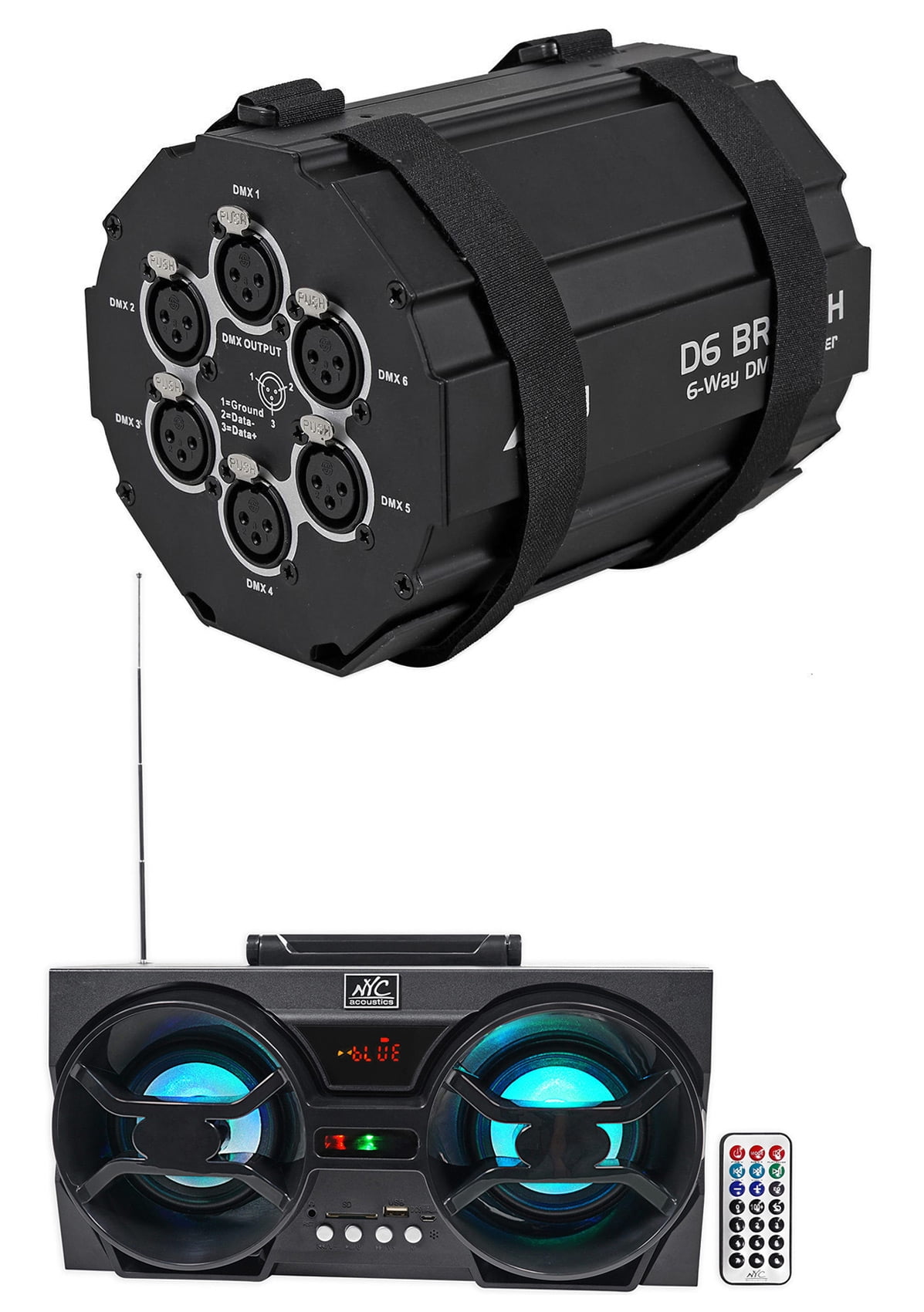 American DJ D6-Branch 6-Way DMX Splitter w/ 3-Pin DMX In/Out+Truss ...