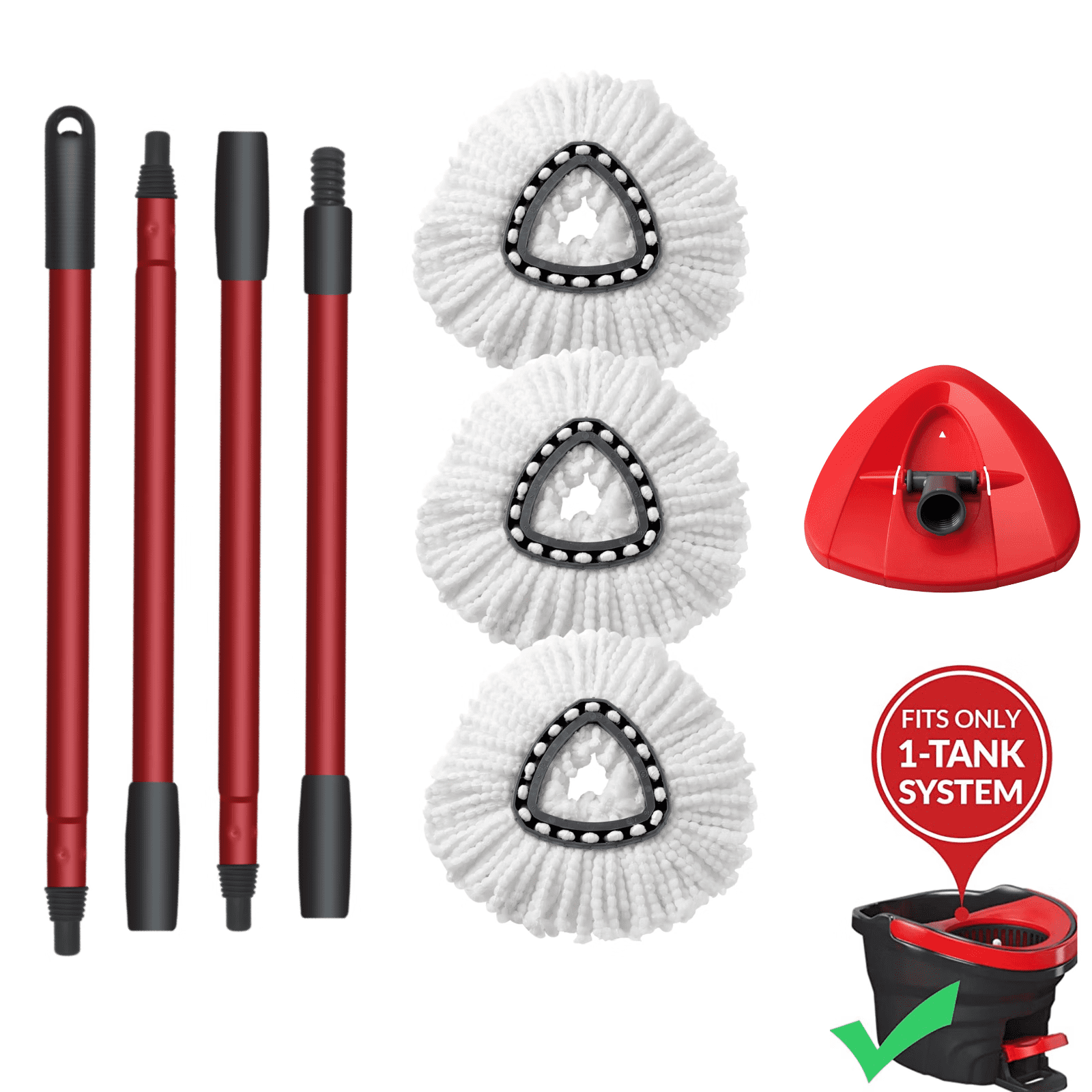 Home Times 57.6'' Spin Mop Replacement Handle,1* Triangle Mop Base,3 ...