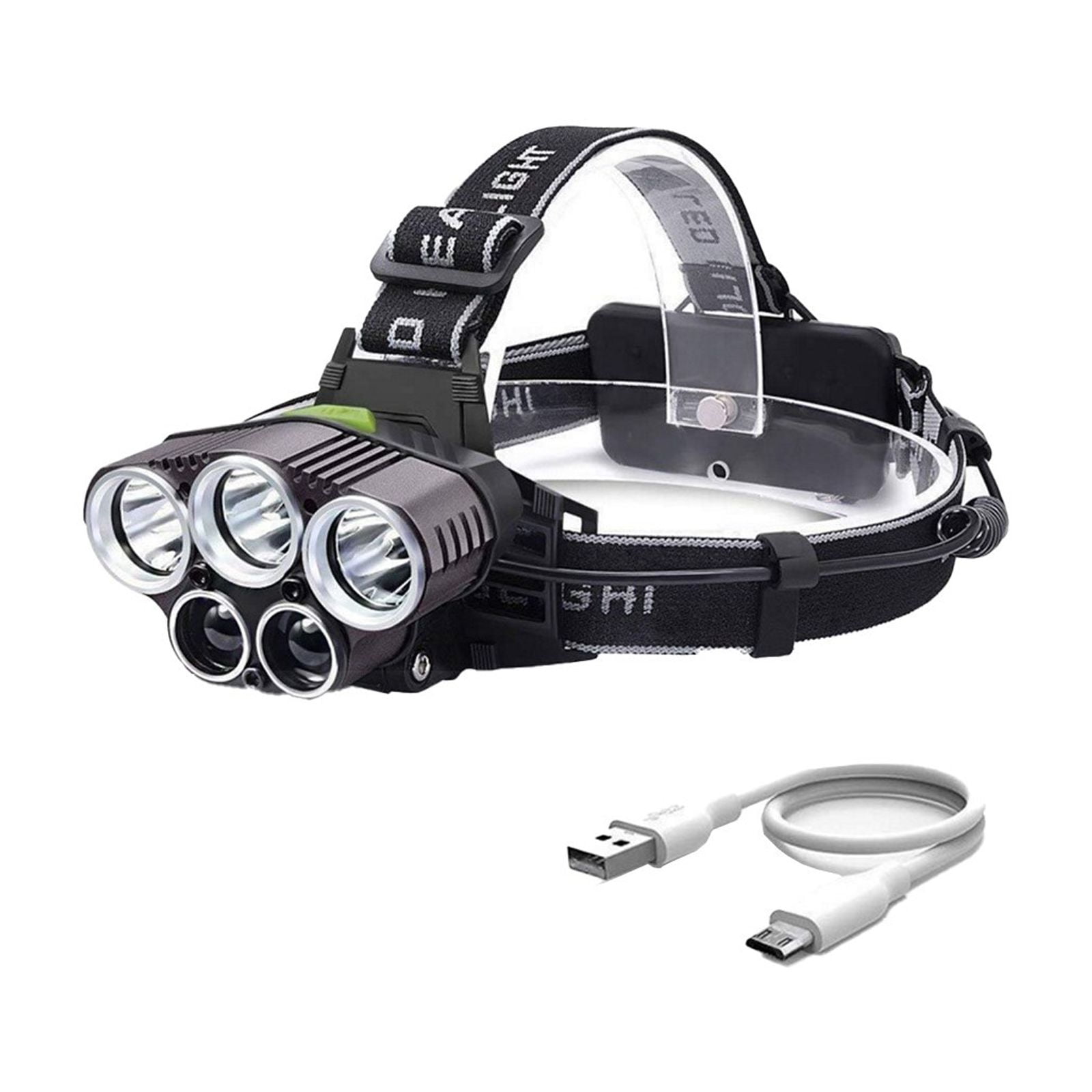 Headlamp 25000lm Bright USB Rechargeable Headlamp 5X Head Lamps LED ...