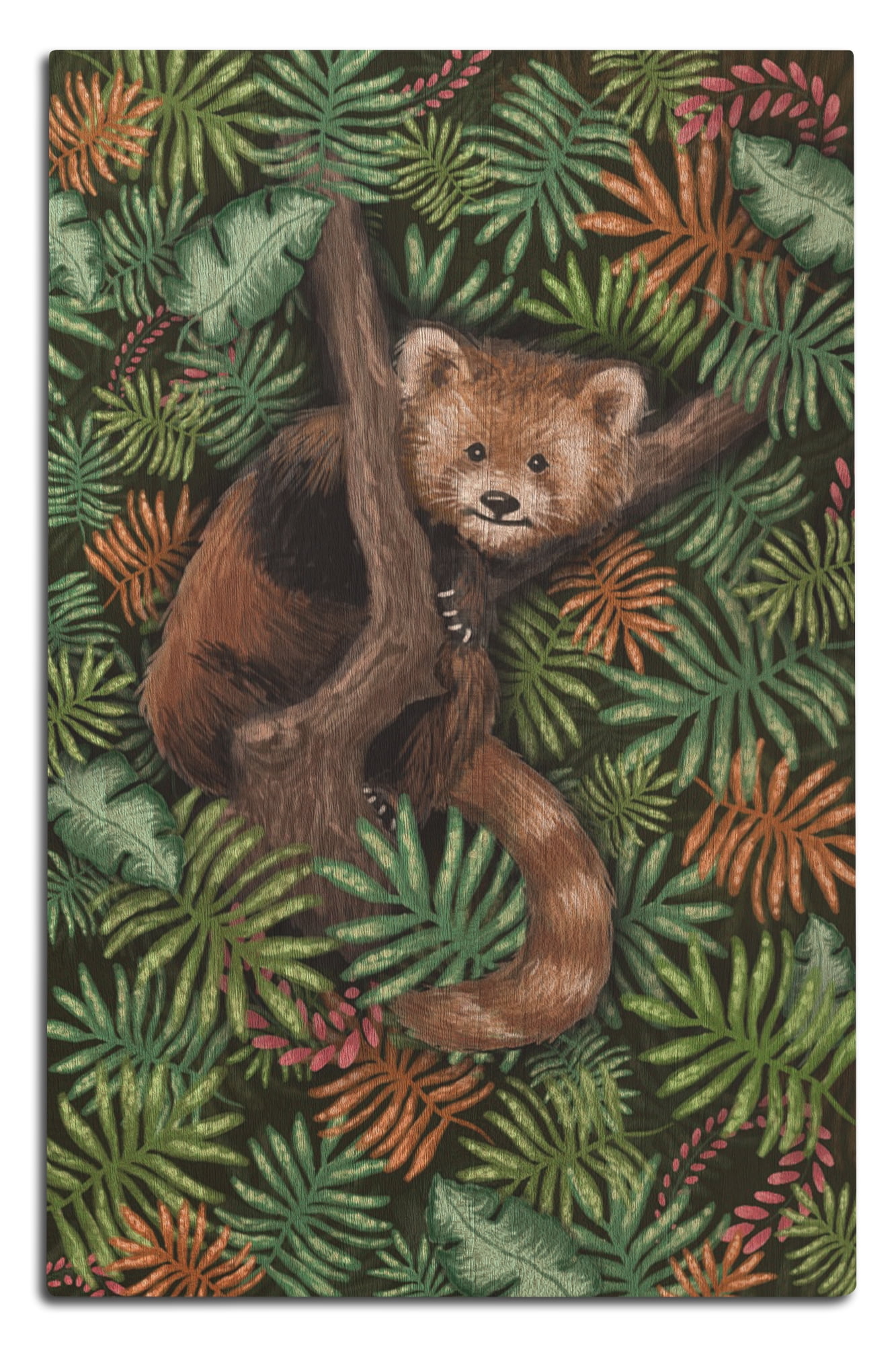 Red Panda and Jungle Foliage Birch Wood Wall Sign (12x18 Rustic Home ...