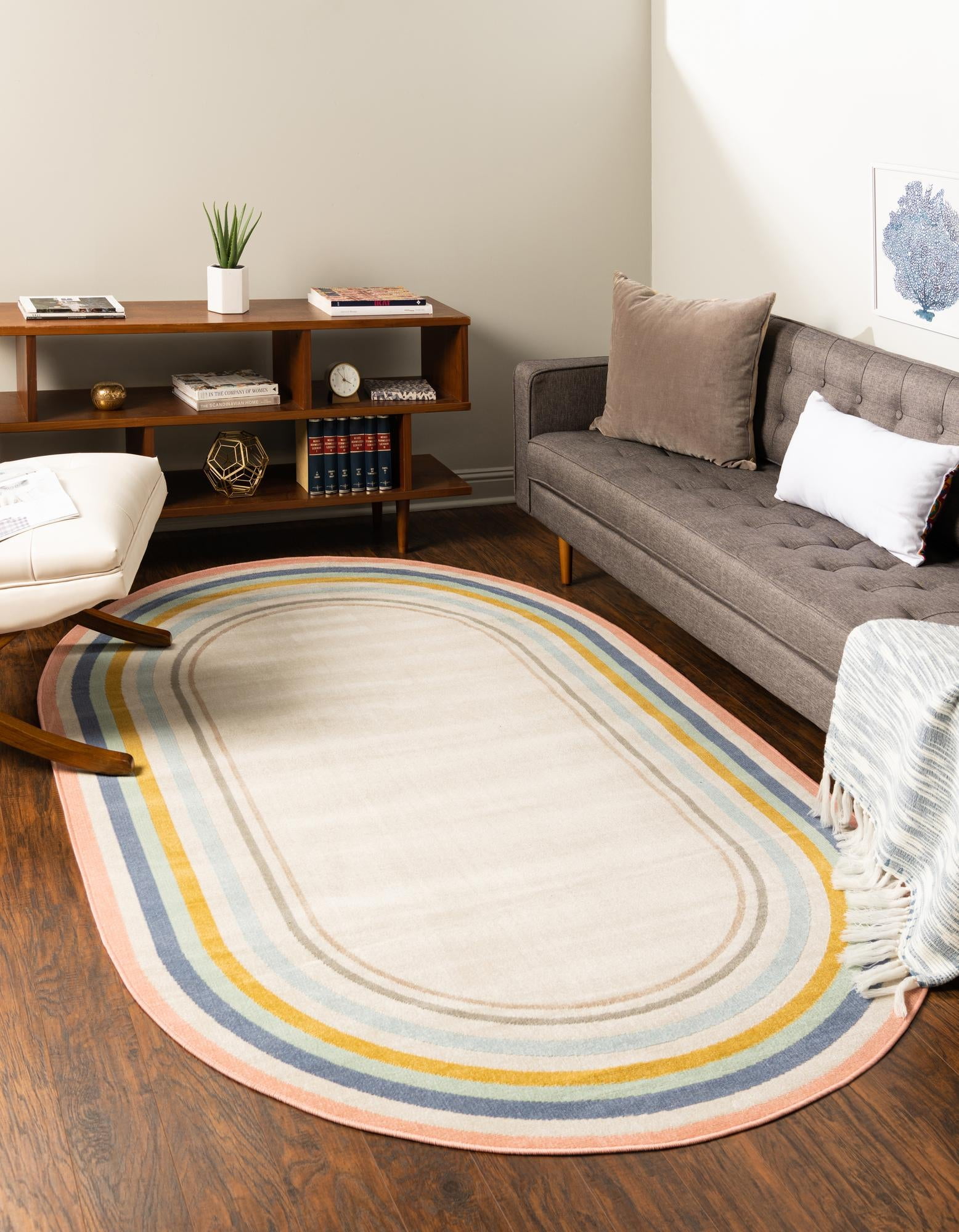 Rugs.com Lotus Collection Rug – 5' x 8' Oval Multi Low Rug Perfect For ...