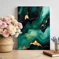 Aqua Green Gold Marble Canvas Wall Art for Living Room, Bronzing ...
