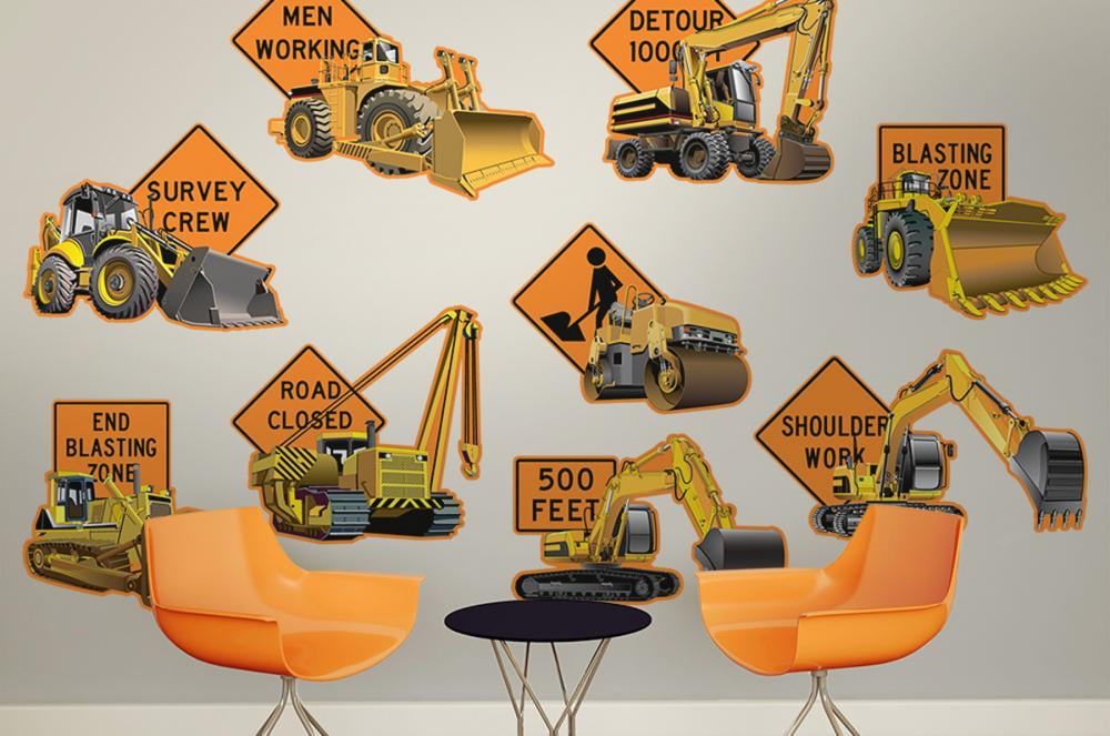 Construction Vehicles with Road Wall Decal Sticker Set by Wallmonkeys ...