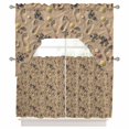 Beach Footprint Swag Curtains Valance and Tier Set, Summer Coastal ...