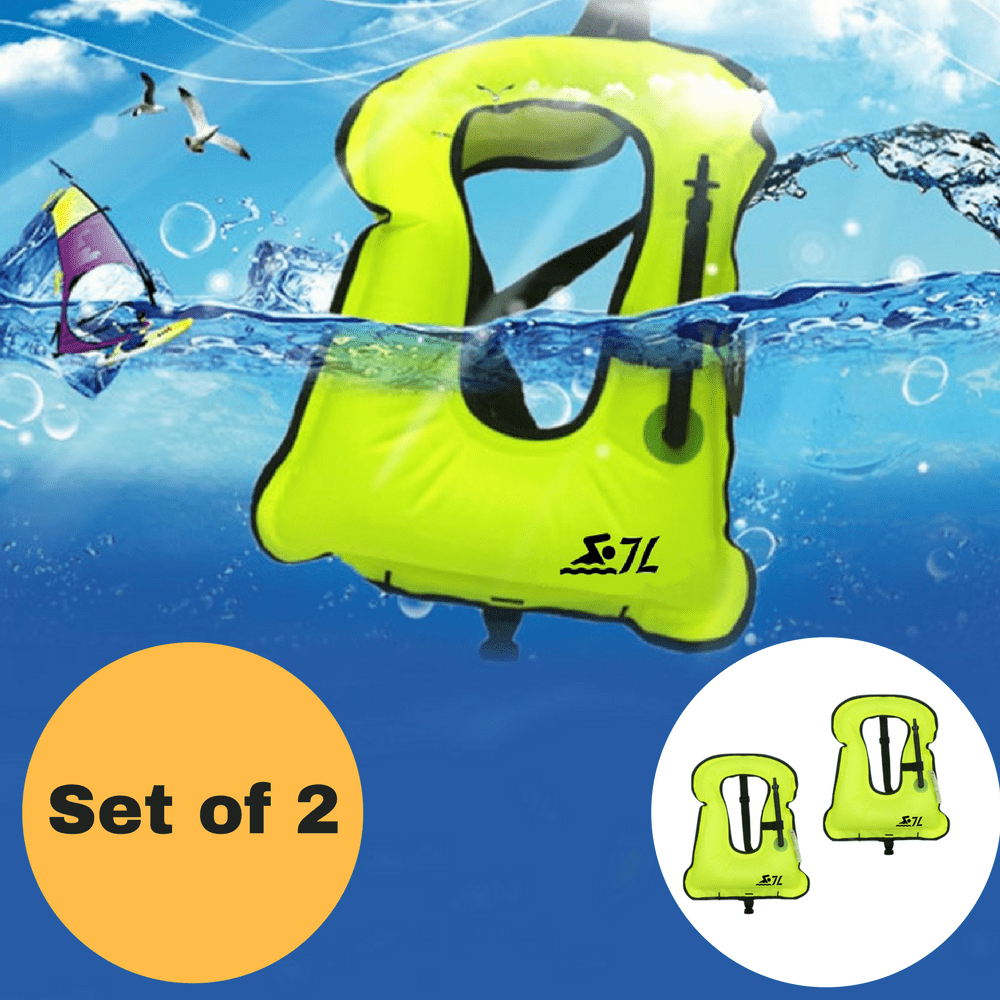Set of 2 Snorkel Vest Portable Inflatable Snorkeling Diving Learn to ...