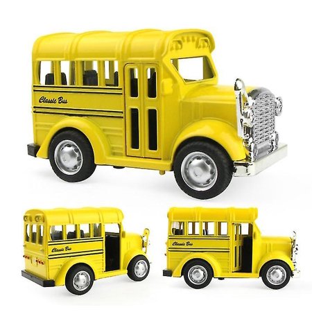 Mini pull back sliding alloy bus and school bus, simulation car model ...