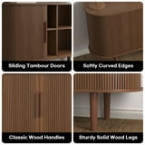 BOMETAO 47'' Sideboard Buffet Cabinet with 2 Sliding Tambour Doors, Mid Century Accent Console ...