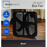 Mainstays 20 Inch 3-Speed Portable Box Fan, FB50-16HB, New, Black ...