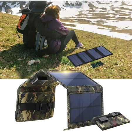 YERDGARY Portable Solar Charger, 10W Solar Panel USB Ports Waterproof ...