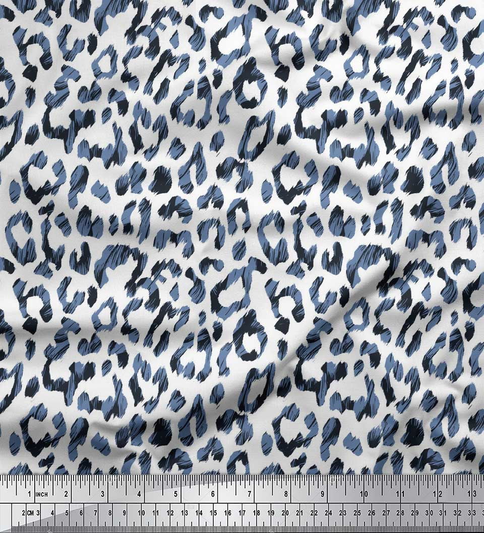 Soimoi Satin Silk Fabric Leopard Animal Skin Printed Craft Fabric by ...