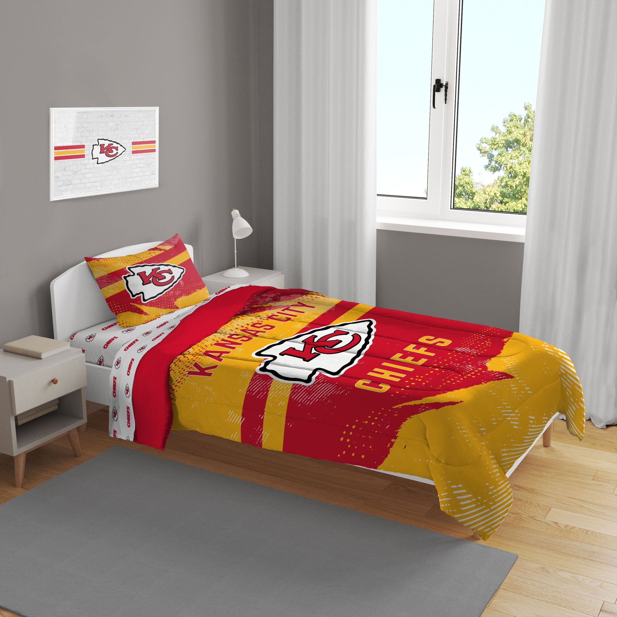 Kansas City Chiefs Slanted Stripe 4-Piece Twin Bed Set - Walmart.com