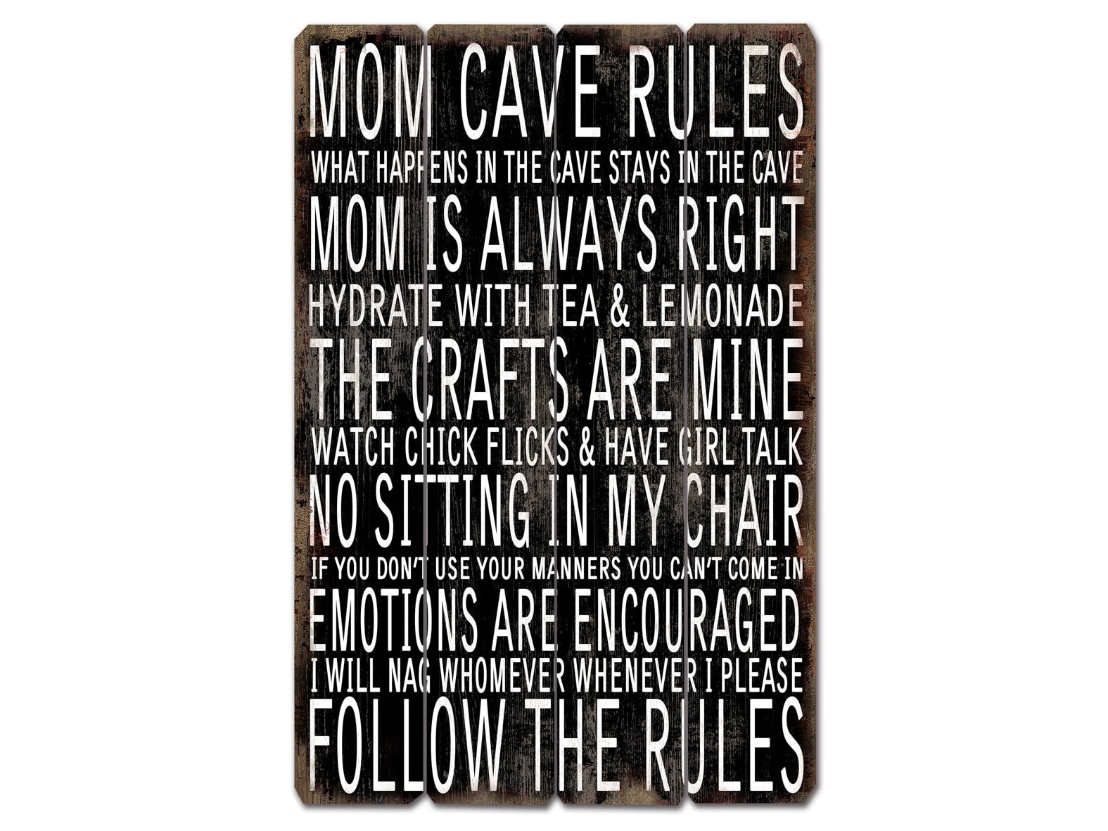 "Mom Cave Rule" Wooden Sign - Walmart.com