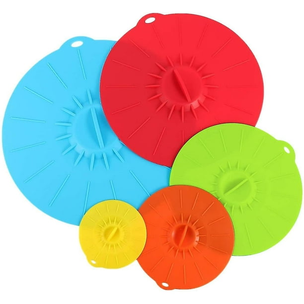 Silicone Lid Set, Silicone Lids Universal Fresh-keeping Lids 5 Pieces ...