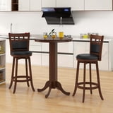 Costway 30 Inch Wood Pub Round Dining Table with Pedestal Base Kitchen ...