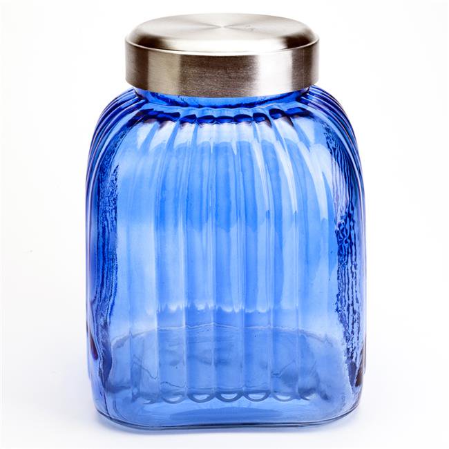 Blue Harbor 32261 125 oz Blue Square Glass Jar with Vert Rib - Walmart ...