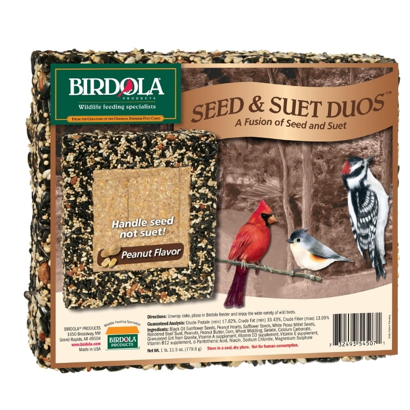 Birdola Seed & Suet Duos Cake, Peanut Flavor, 11.5-Ounce - Walmart.com