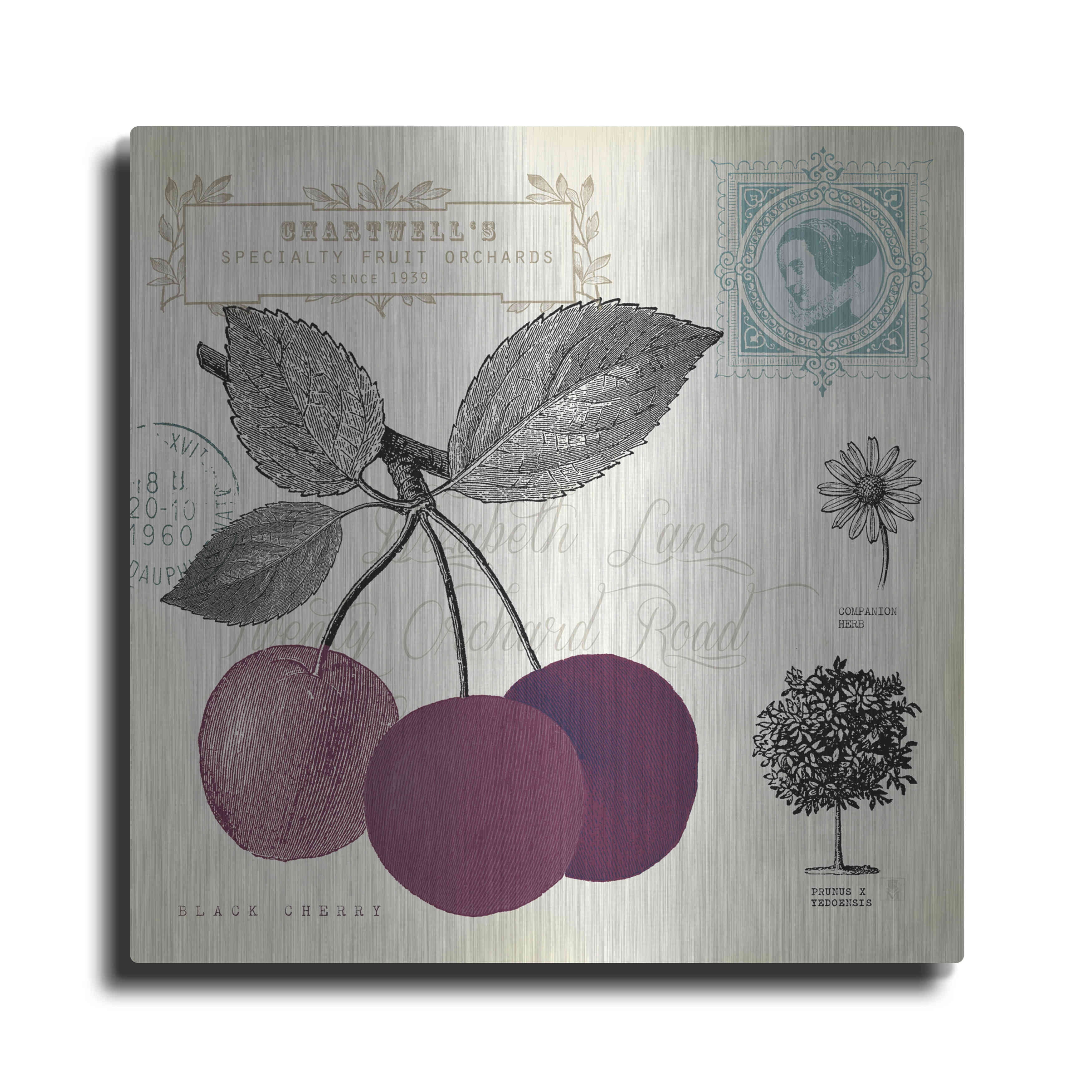 Luxe Metal Art 'Cherry Notes' by Studio Mousseau, Metal Wall Art, 36 ...