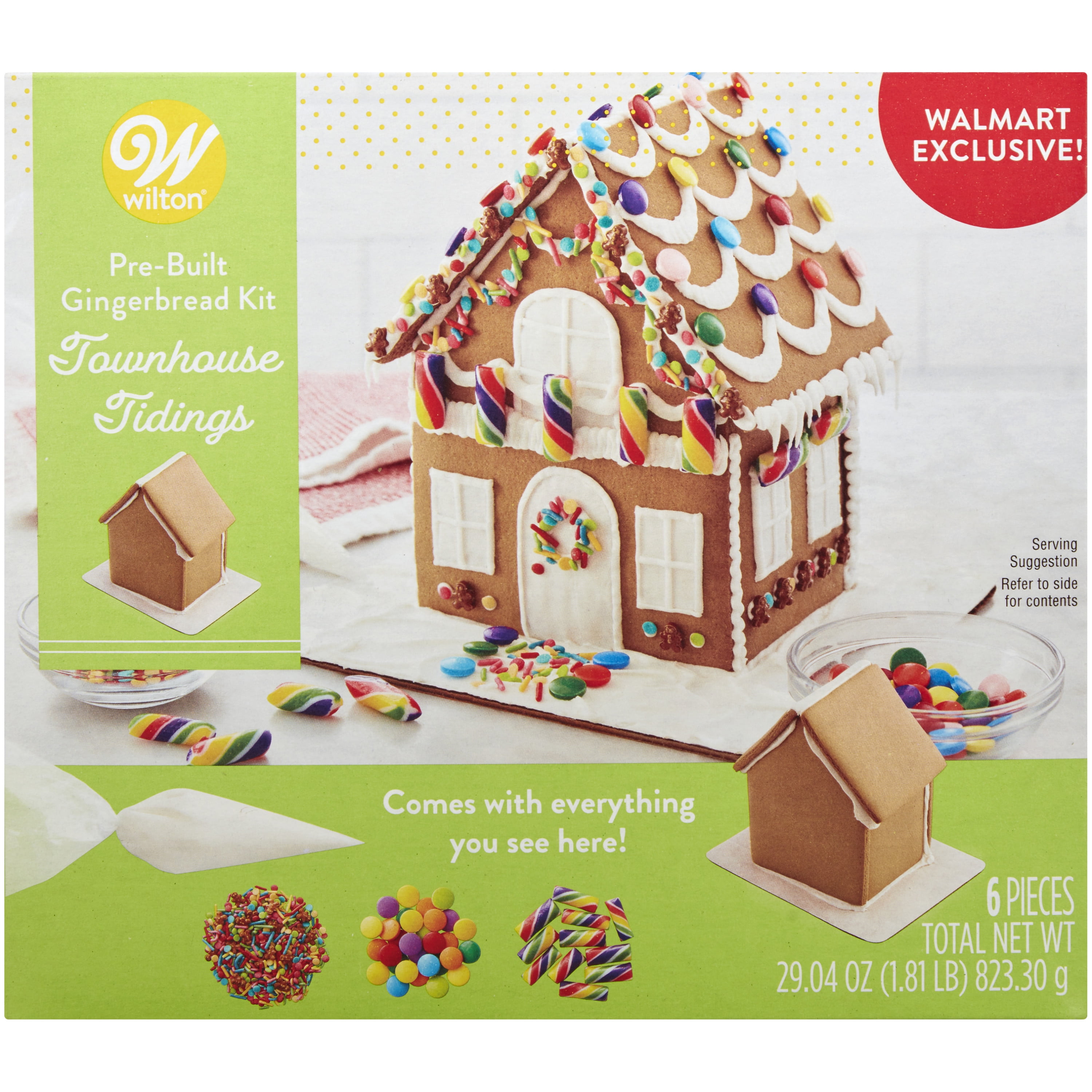 Wilton Pre-Built Townhouse Tidings Christmas Gingerbread Kit, 6-Piece ...