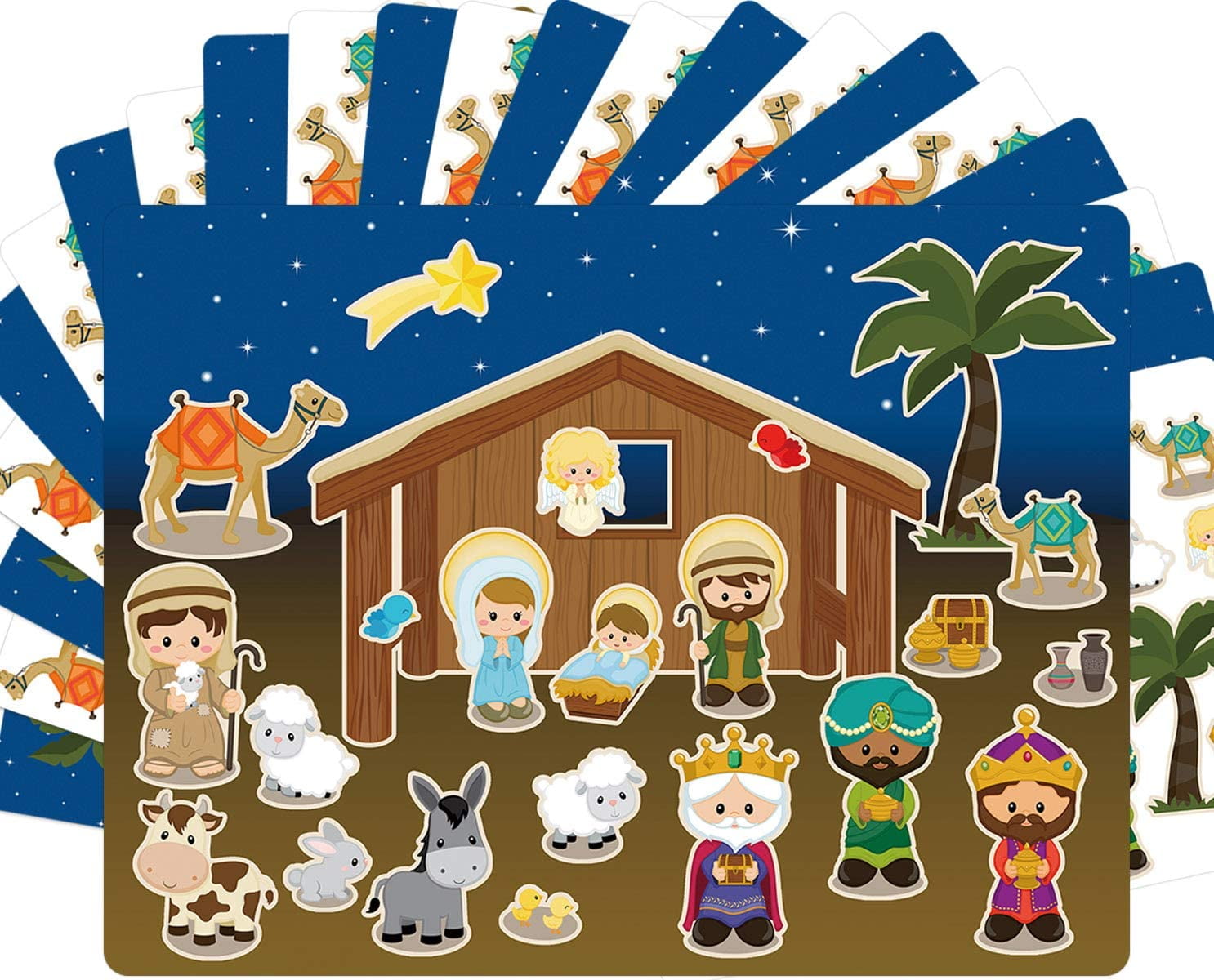 Jesus Birth Activity HEYINSHEN Nativity Stickers Set - 24 Sheets Make ...