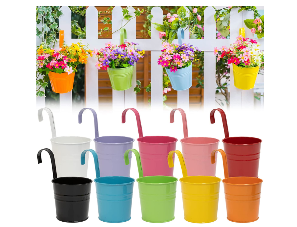 Flower Pots Planters,10 Pack Metal Flower Hanging Plant Pot Vase Basket ...
