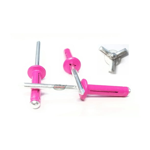 Pink Exploding Pop Rivets 3/16" Tri-Fold Small Aluminum Head Steel ...
