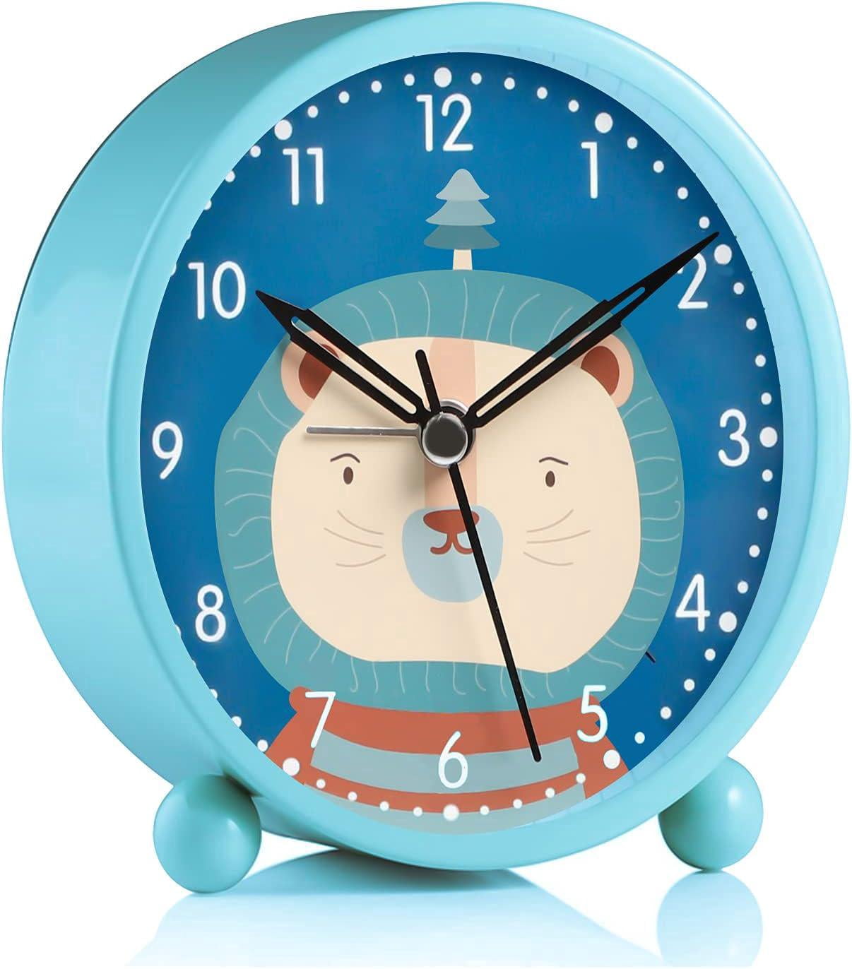 Reloj despertador analógico para niños y niñas, silencioso, sin tictac ...