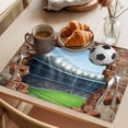 3D Broken Wall Football Placemats Set of 6 Soccer Field Vintage Place ...