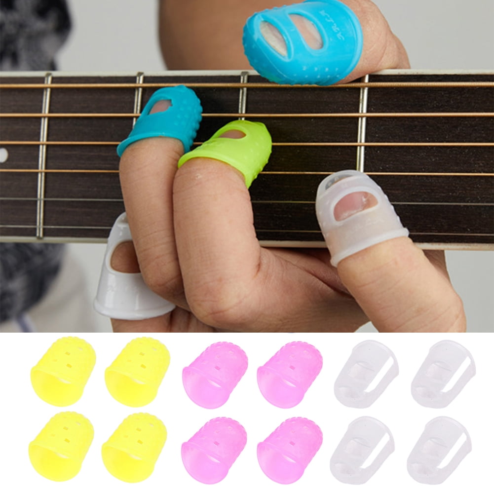 Cheers.US 4Pcs/Set Silicone Guitar Finger Guards Guitar Fingertip ...