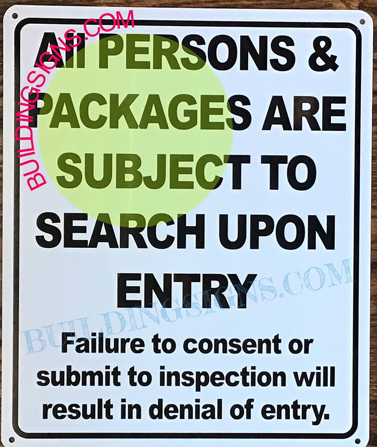 All Persons Subject to Search Sign (White,Aluminium,10X12) (ref-2201 ...