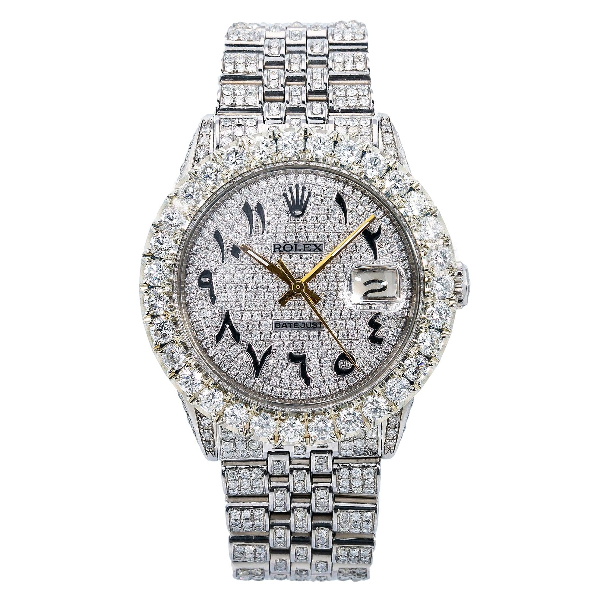 Pre-Owned Rolex Datejust 36MM 16030 Diamond Paved Eastern Arabic Dial ...