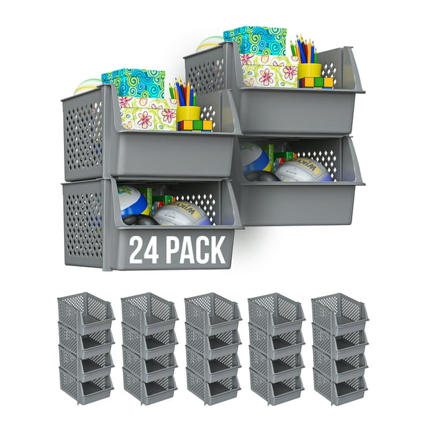 Skywin Plastic Stackable Storage Bins for Pantry - Stackable Bins For ...