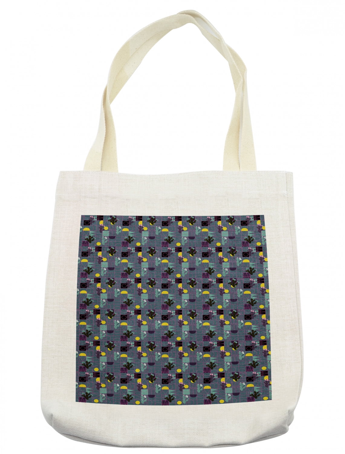 Geometric Tote Bag, Disorganized Cacti with Polka Dots and Absurd Mesh ...
