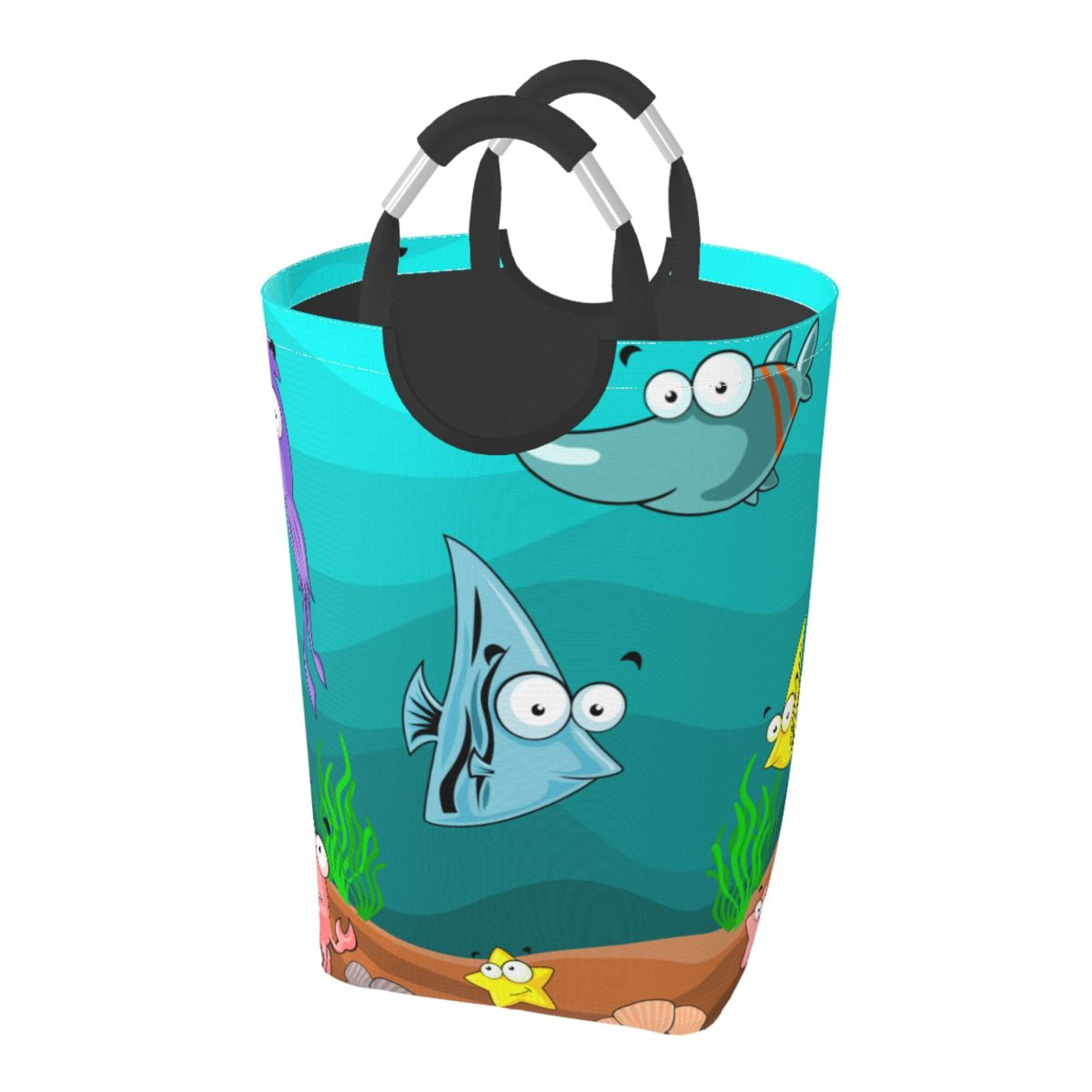 DouZhe 50L Rectangular Laundry Basket, Undersea Fish Crab Prints ...