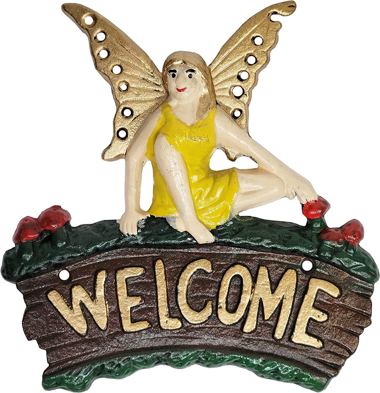 Lulu Decor, 100% Cast Iron Fairy Welcome Plaque Garden Decor Fairy ...