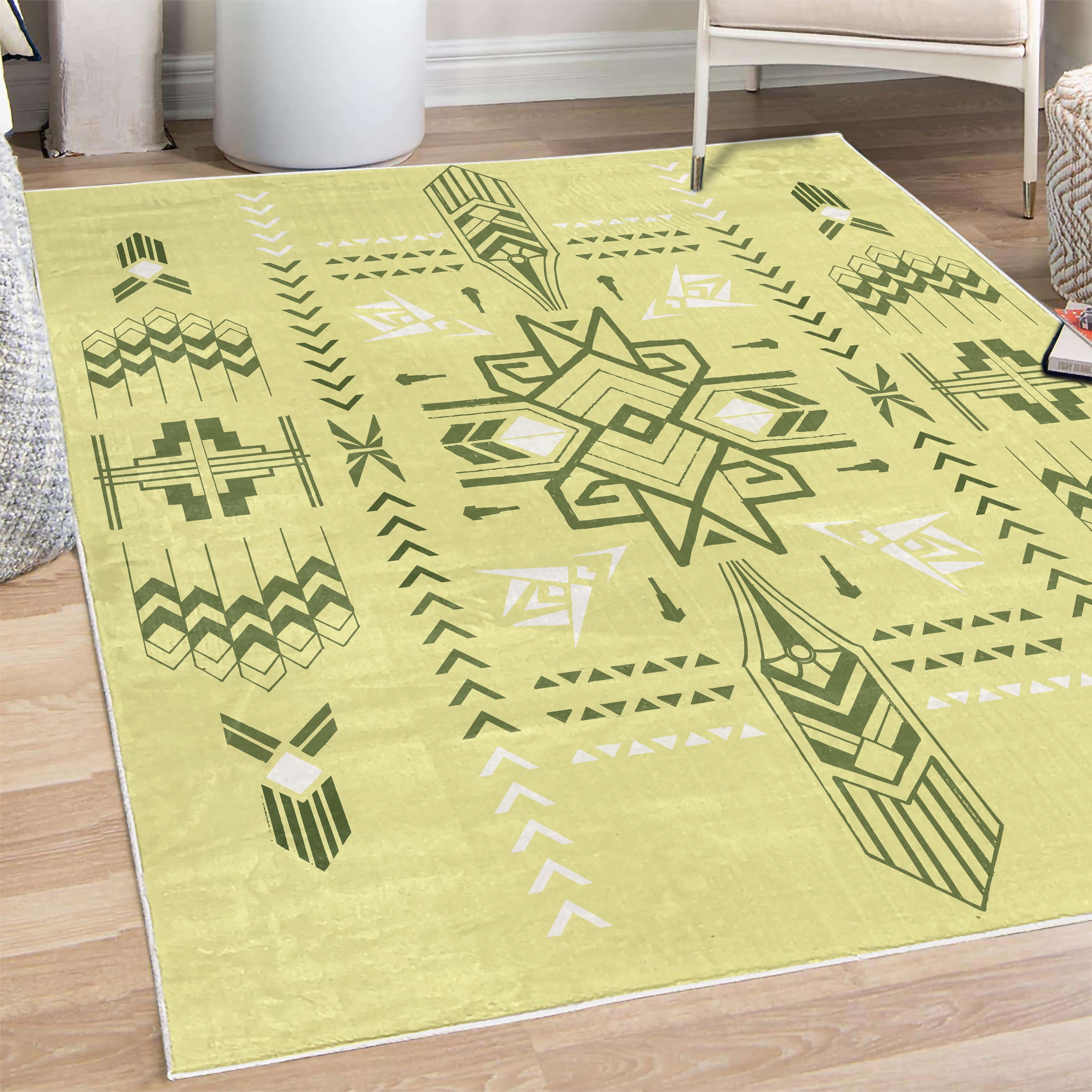Geometric Decorative Rug, Tribal Hand Drawn Vintage Aztec Background in ...