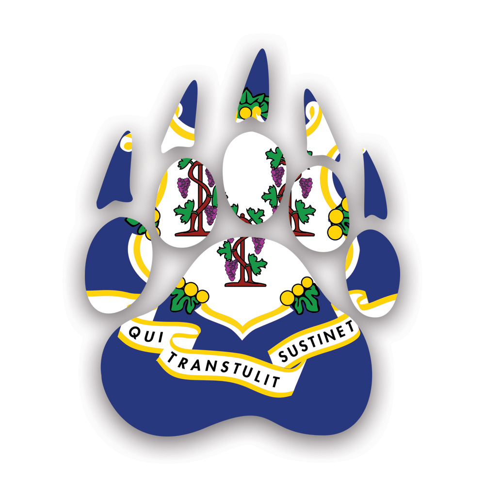 Connecticut State Bear Print Shaped Sticker Decal - Self Adhesive Vinyl ...