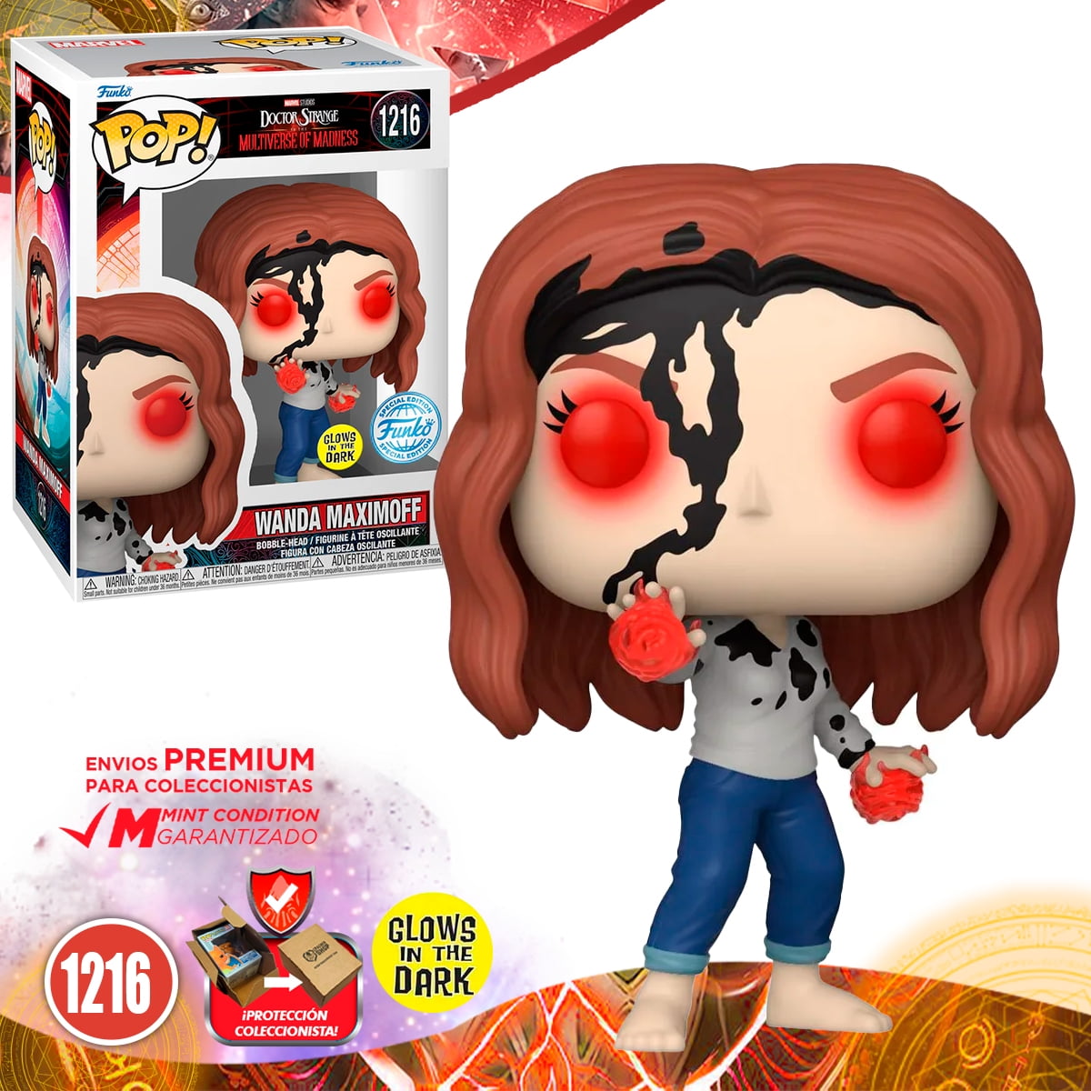Funko Pop Wanda Maximoff #1216 Glow Multiverso De La Locura Marvel ...