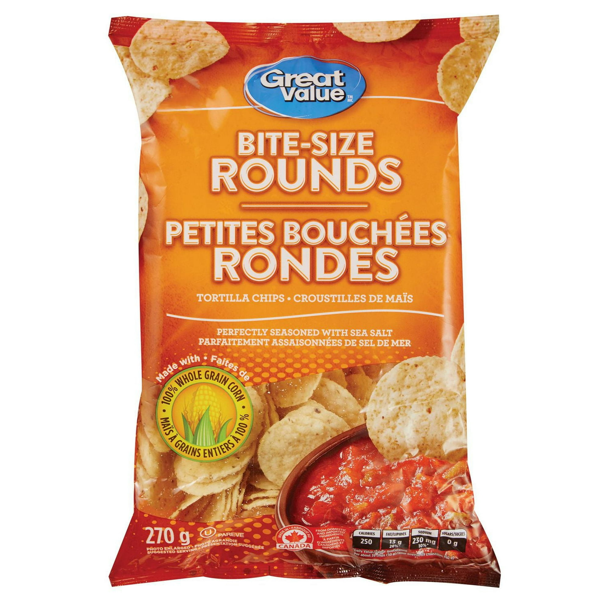 Click here for Great Value Bite-Size Round Tortilla Chips 270 G prices