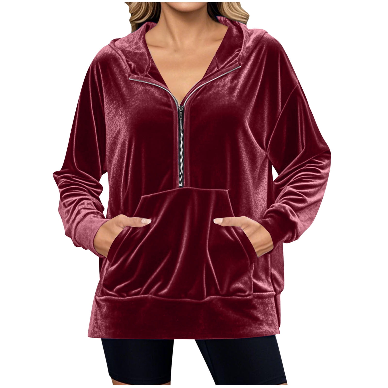 Click here for Fatyb Womens Velour Hoodies Half Zip Velvet Hooded... prices