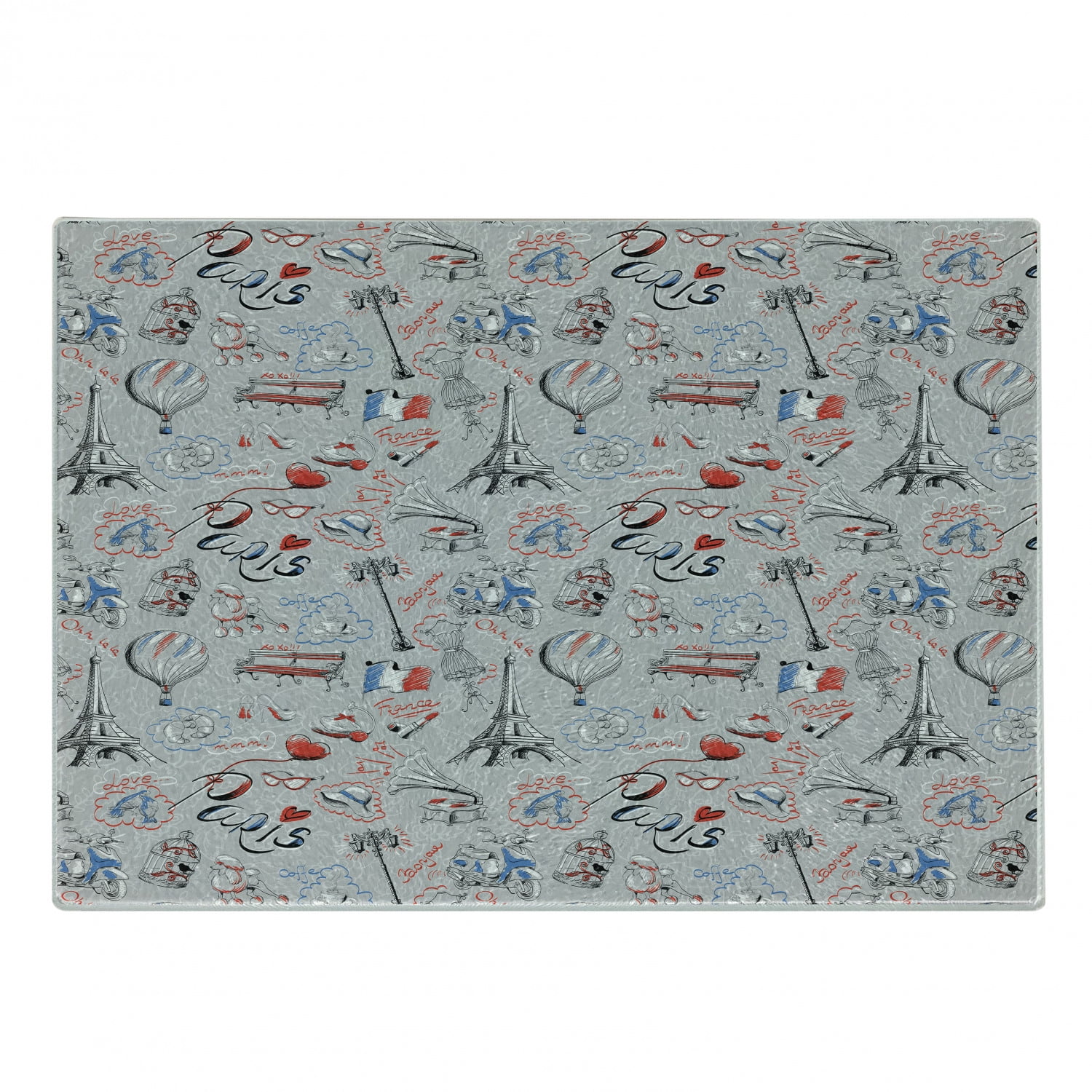 Paris Cutting Board, France Themed Image with French Flag Dogs Eiffel ...